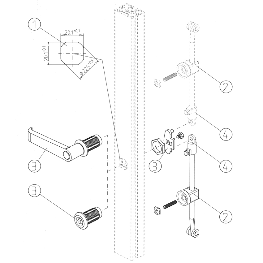 ROTATION DIRECTION ROD LOCK 32,WITH OUT LOCK, 2 RODS | Minitec