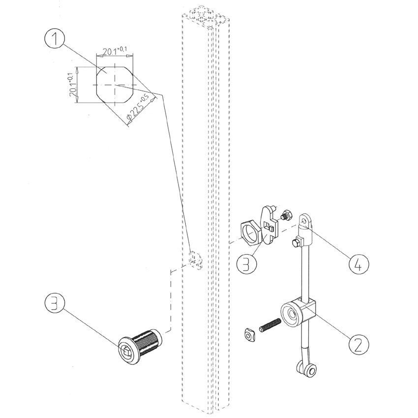 ROTATION DIRECTION ROD LOCK 45, 4-KT, 1 ROD | Minitec
